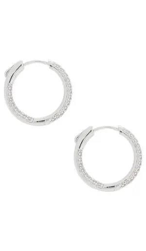 ADINA EDEN Pave Rounded Inside Out Hoop Earring In Metallic