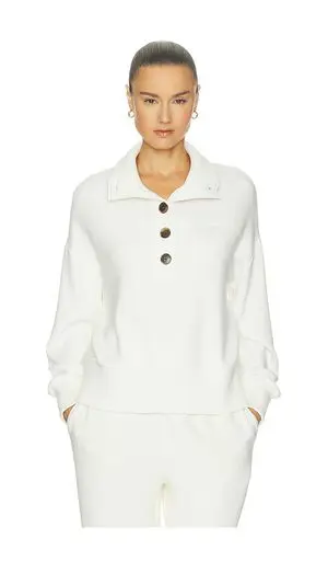 Varley Bronya Button Placket Sweater In Ivory