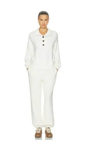 Varley Bronya Button Placket Sweater In Ivory