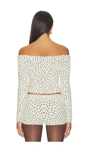 Majorelle Shary Off The Shoulder Leopard Top In White