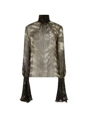 Roberto Cavalli Mock-neck Long-sleeve Blouse