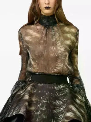 Roberto Cavalli Mock-neck Long-sleeve Blouse