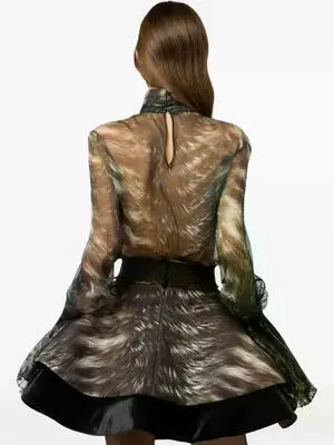 Roberto Cavalli Mock-neck Long-sleeve Blouse