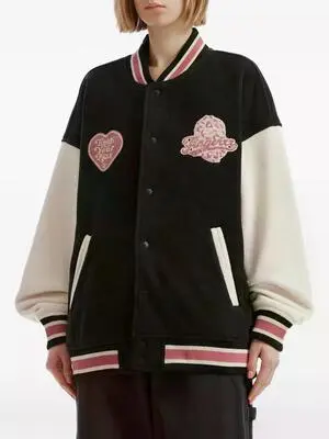 FINGERCROXX Fleece-texture Patch-detail Jacket - Black