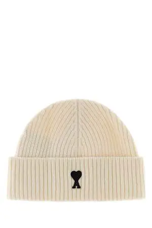 AMI Paris Ivory Wool Beanie