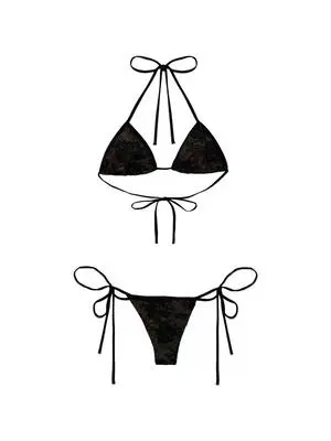 Gcds Lace-trim Triangle Bikini - Black