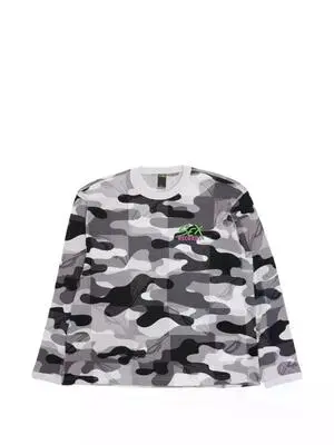 ANTI PROMO Sex Records Camouflage-print Long-sleeve T-shirt - Grey