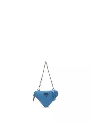 Prada 2013-2026 Mini Saffiano Lux Double Triangle Satchel - Blue
