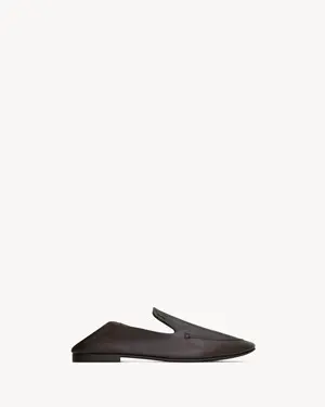 Saint Laurent Logo Plaque Loafers - Brown