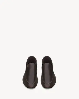 Saint Laurent Logo Plaque Loafers - Brown