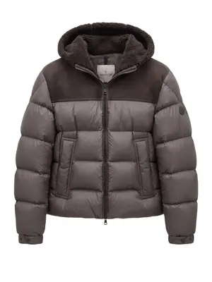 Moncler Jalmar Logo Patch Padded Coat - Brown