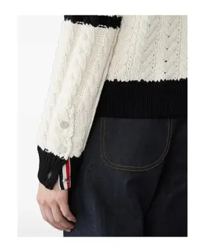 Thom Browne Merino-wool 4-bar Aran-cable Cardigan