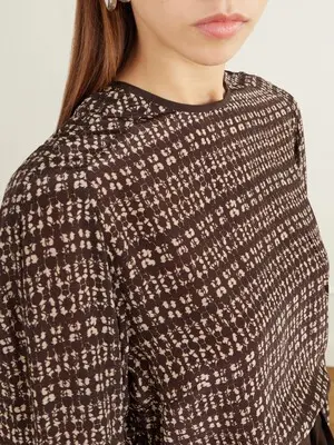 SIR. Astrid Wrap-effect Printed Crepe Mini Dress - Brown