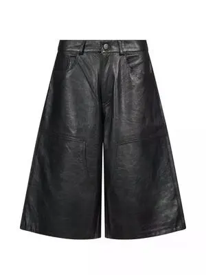 HAIKURE Legacy Wide-leg Leather Shorts - Black
