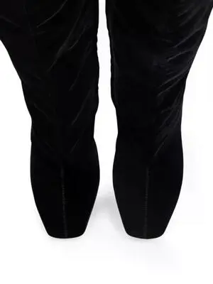 Balmain Wedge Boots In Velvet - Black