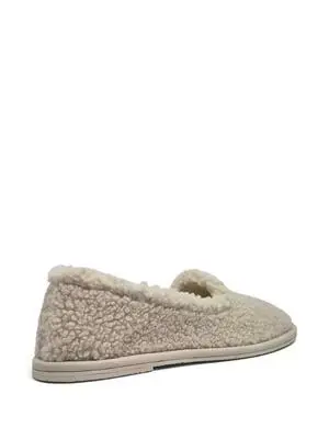 Casadei Peak Logo-plaque Shearling-texture Loafers - Neutrals