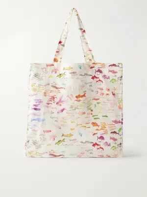 Vilebrequin Fabrice Hyber Babel Printed Linen Canvas Tote Bag - Multi