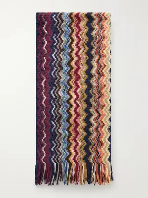 Missoni Striped Crochet-knit Wool Scarf