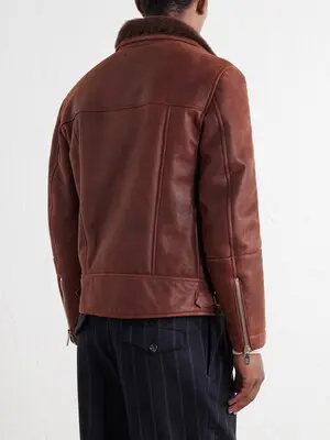 Brunello Cucinelli Shearling-trimmed Leather Jacket