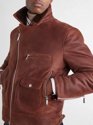 Brunello Cucinelli Shearling-trimmed Leather Jacket