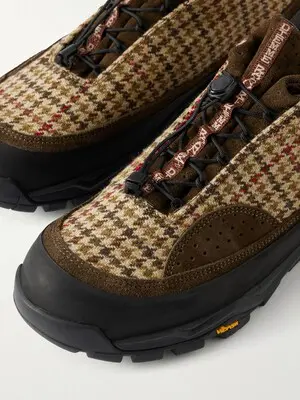 Diemme Rayon Vert Grappa Hiker Suede-trimmed Houndstooth Tweed Sneakers