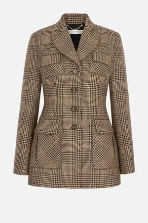 EMILIA WICKSTEAD Sorrel Jacket In Black & Prince Of Wales Check - Camel
