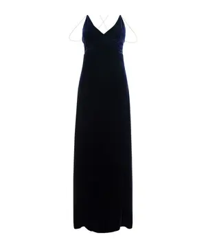 FORTE_FORTE Beaded Strap Velvet Maxi Dress - Blue