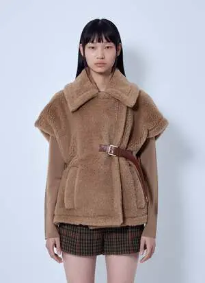 Max Mara Belted Teddy Cape - Multicolor