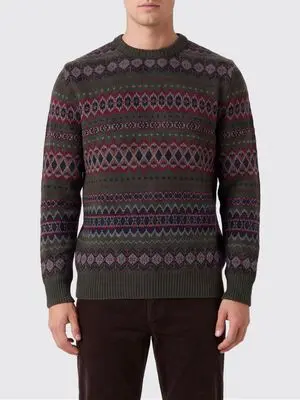 Barbour Case Fair Isle Lambswool Crewneck Jumper With Ethnic Pattern