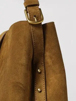 Soeur Bello Suede Calfskin Shoulder Bag With Adjustable Handle - Brown