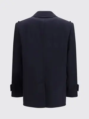 Burberry Double-breasted Wool And Cashmere Blend Pea Coat With Epaulettes - Navy