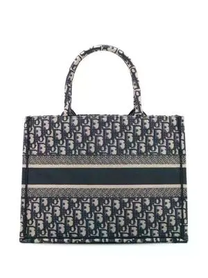 Dior 2010-2026 Medium Oblique Embroidered Canvas Book Tote Bag