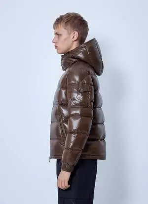 Moncler Maya Hooded Short Down Jacket - Brown