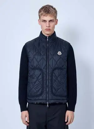 Moncler Reversible Paisley Print Padded Teddy Gilet - Gray