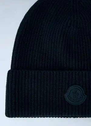 Moncler Ribbed Beanie With Logo Patch