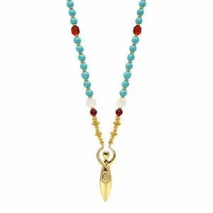 ORMIRO Primordial Goddess Turquoise & Carnelian Beaded Necklace