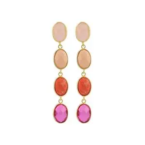 LOTT. GIOIELLI Four Framed Stones Earrings Fuchsia Pink Mix April - Gold/pink