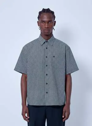 Vetements Metal Logo Checked Short Sleeve Shirt - Black