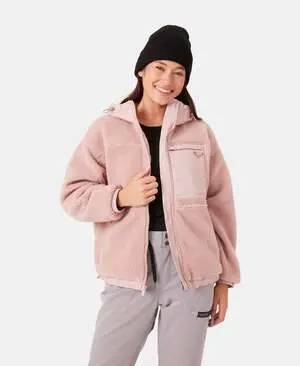 Roxy W25 Everest Full Zip Hooded Sherpa - Adobe Rose