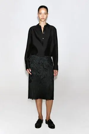 Cos Embroidered Fringed Midi Skirt