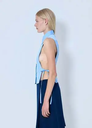 Miu Miu Poplin Sleeveless Shirt - Blue