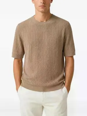 RETORI Micro-argyle-knit T-shirt - Neutrals