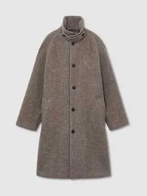 REISS Barrie Monogram Wool-blend Twill Relaxed Raglan Overcoat