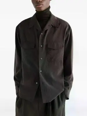 LEMAIRE Convertible Collar Shirt In Dry Silk