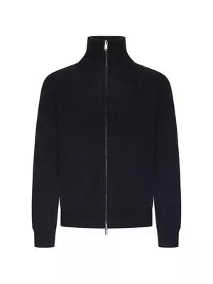 ROBERTO COLLINA Ribbed-knit Zip-up Cardigan - Black
