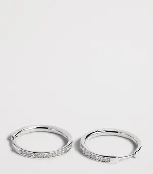 Monica Vinader Small Sterling And Diamond Hoop Earrings