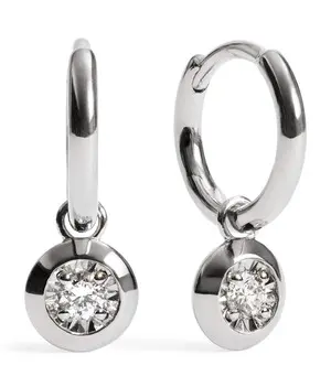 Monica Vinader Sterling And Diamond Round Huggie Earrings - Silver