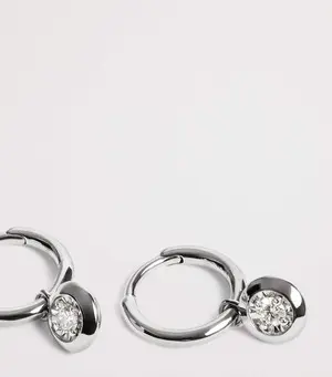 Monica Vinader Sterling And Diamond Round Huggie Earrings