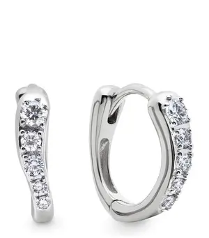 Monica Vinader Sterling And Diamond Riva Huggie Earrings - Silver