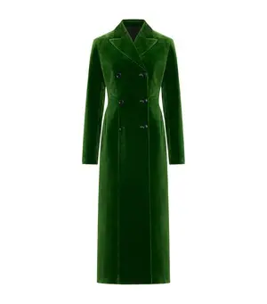 Alaïa Velvet Double-breasted Overcoat - Green